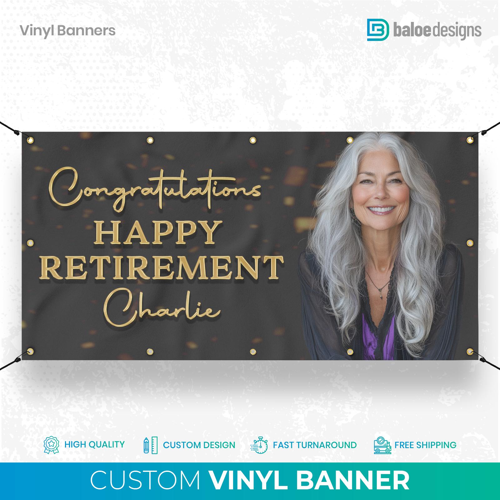 Custom Retirement Banner, Retirement Backdrop, Event Decor, Welcome ...
