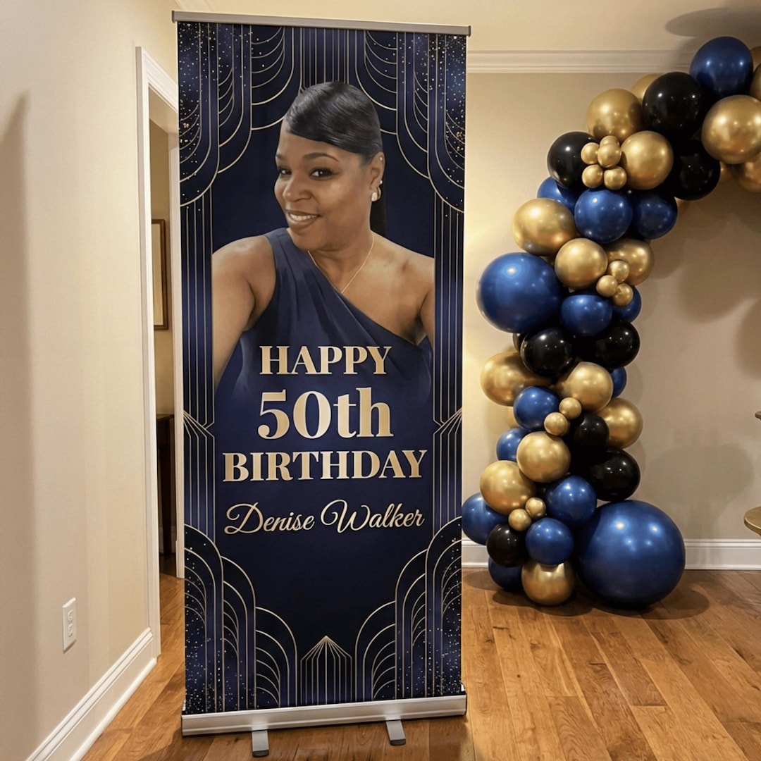 Custom Birthday Retractable Banner, Birthday Party Sign, Personalized ...
