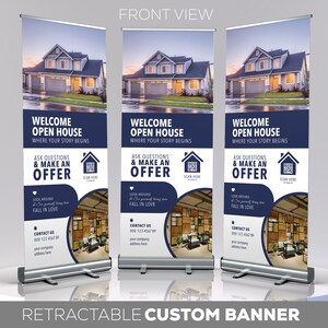Custom Real Estate Banner, Open House Retractable Banner, Custom Banner ...