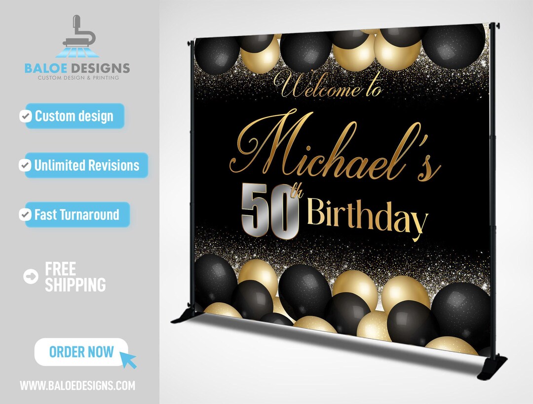 Custom Photo Birthday Backdrop, Man Custom Birthday Party Backdrop ...
