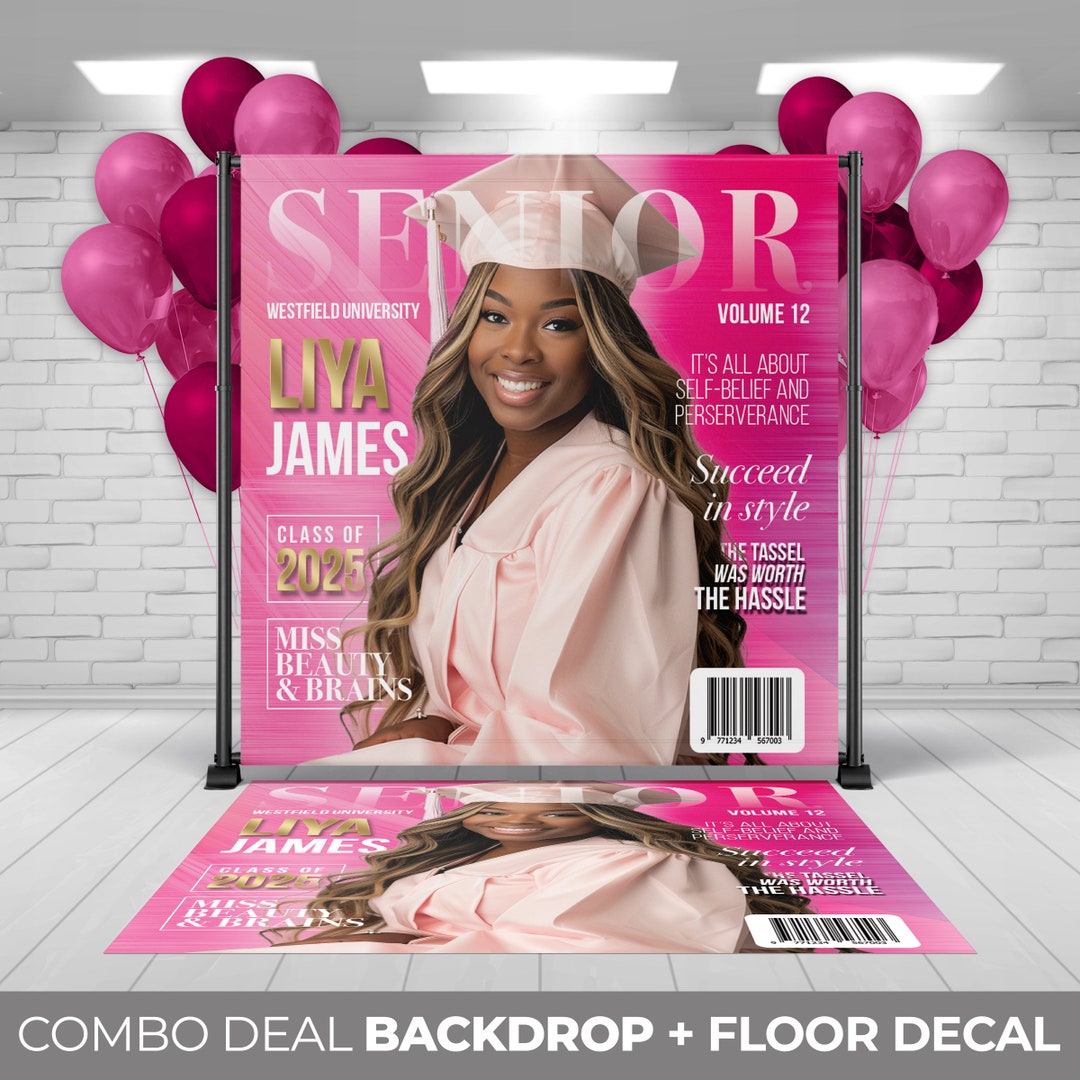 Backdrop Floor Decal, Custom Magazine Graduation Banner Floor Decal ...
