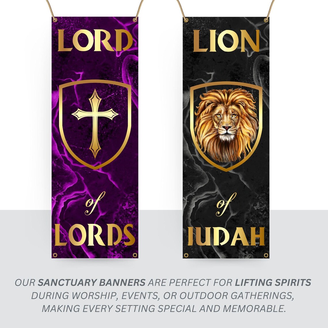 Set of 4 Church Banners, Sanctuary Banners, Mission Worship, Church ...