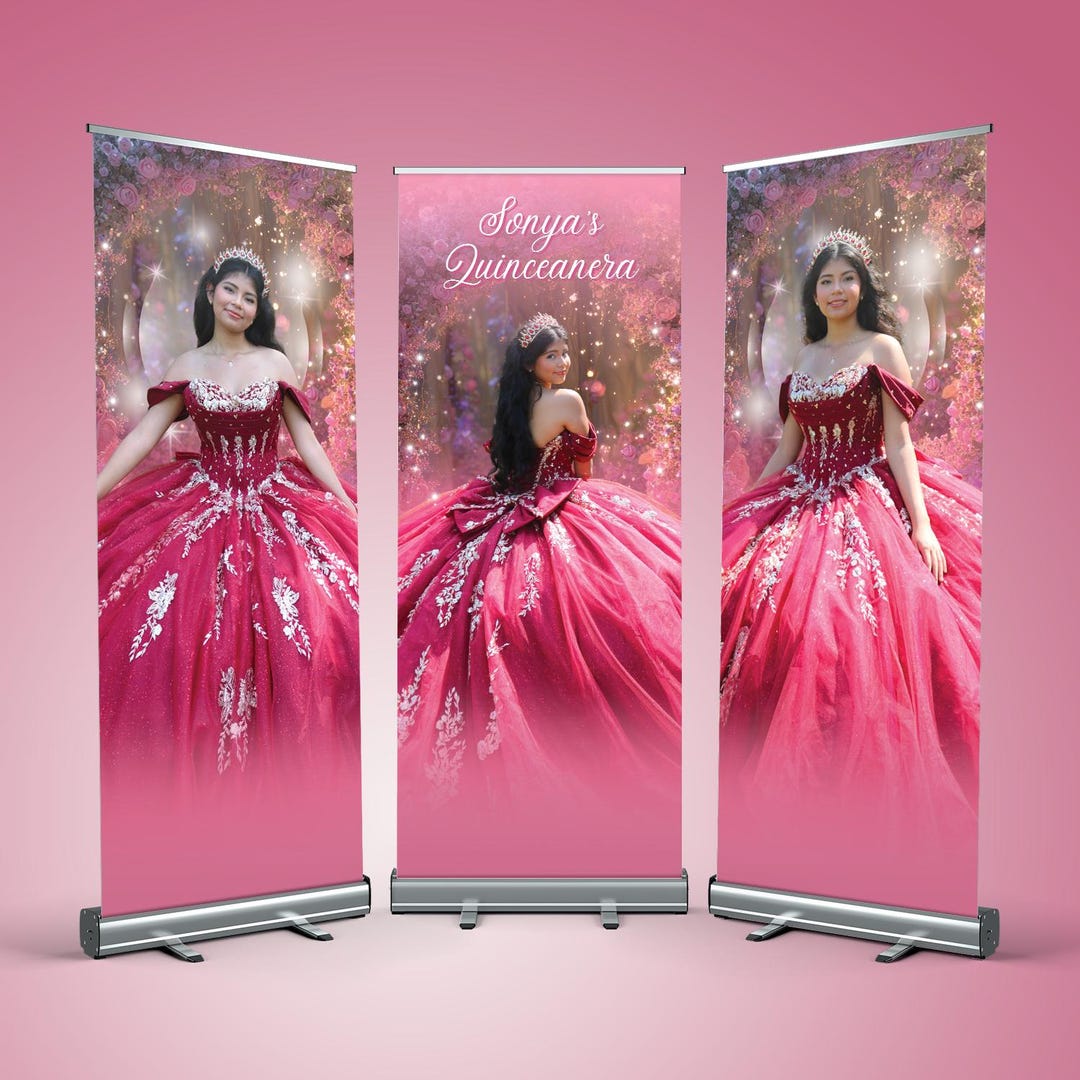 3 BANNERS, QTY: 3, Custom Quinceanera Retractable Banners, Stands ...