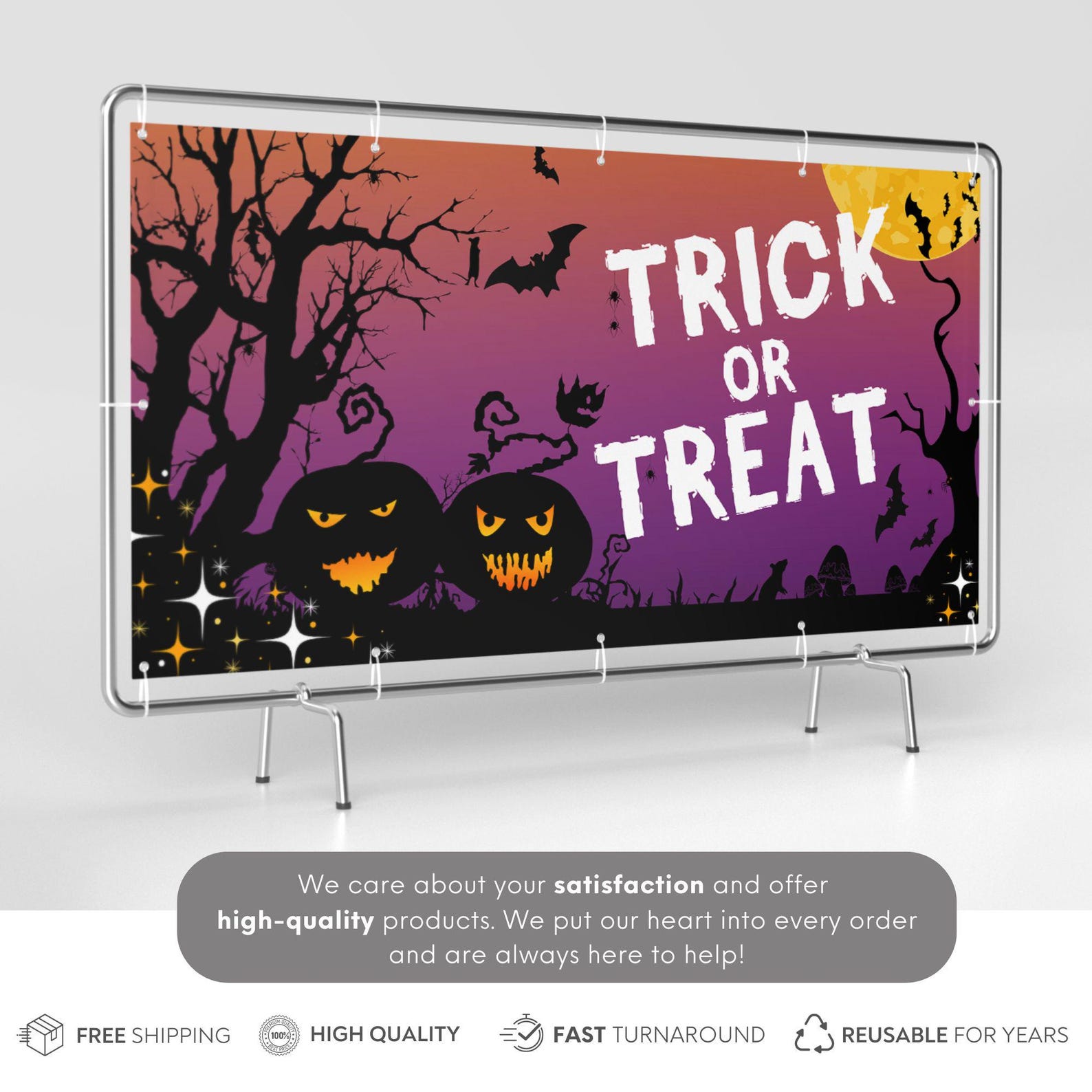 Halloween Trick or Treat Vinyl Banner, Halloween Trunk or Treat Banner ...