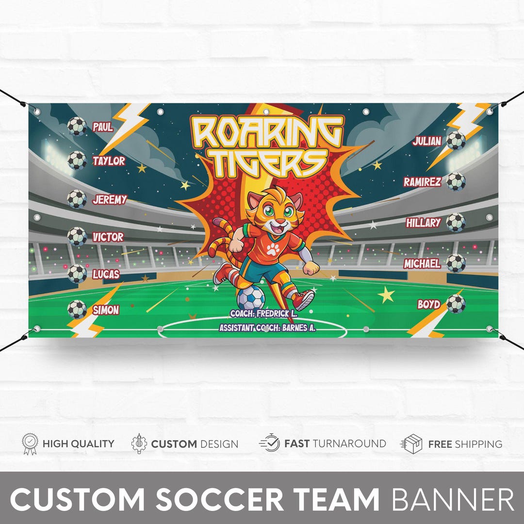 Soccer Team Custom Banner, Any Team Name or Sport, Custom Soccer ...