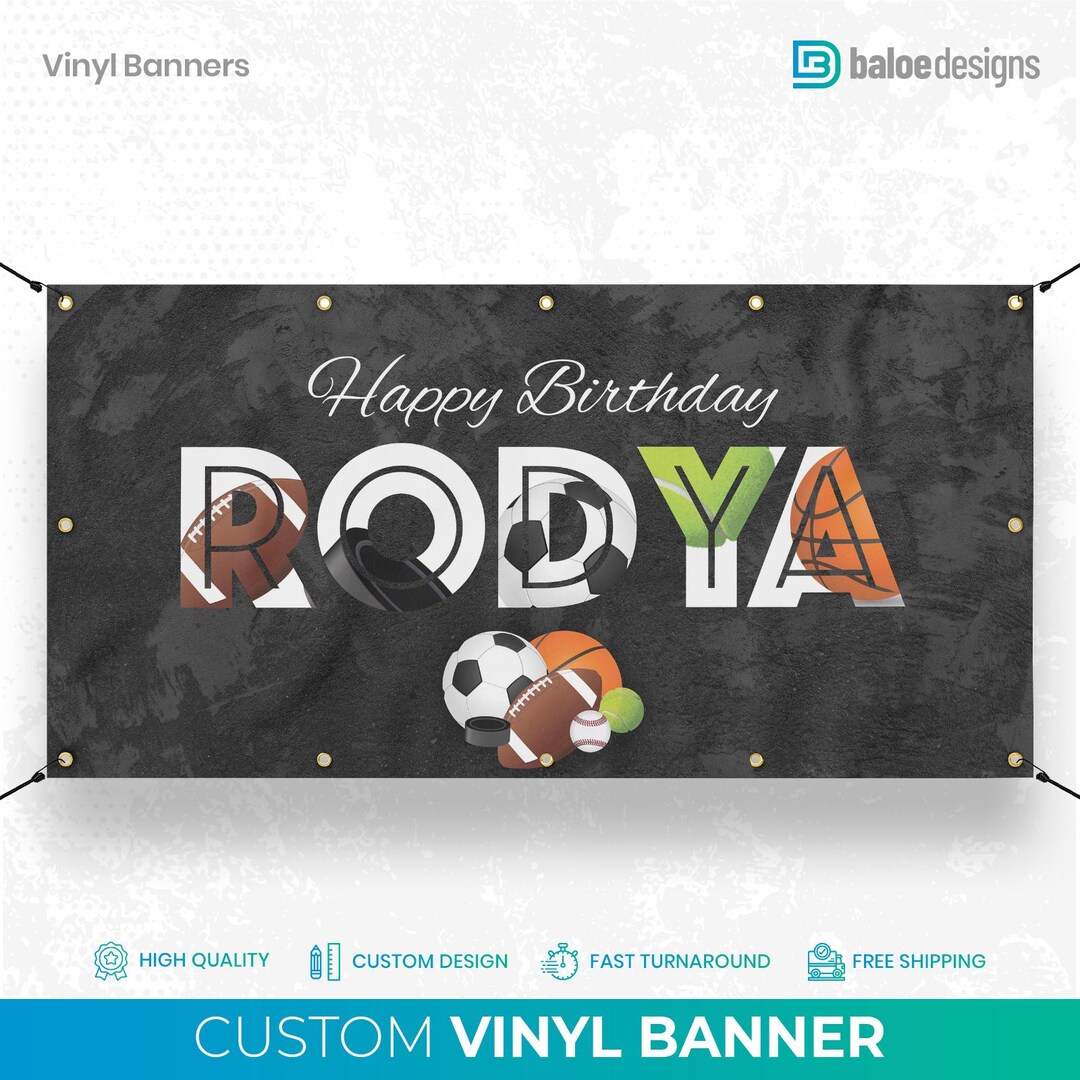 Sports Birthday Banner, Sports Banner, Custom Birthday Party ...