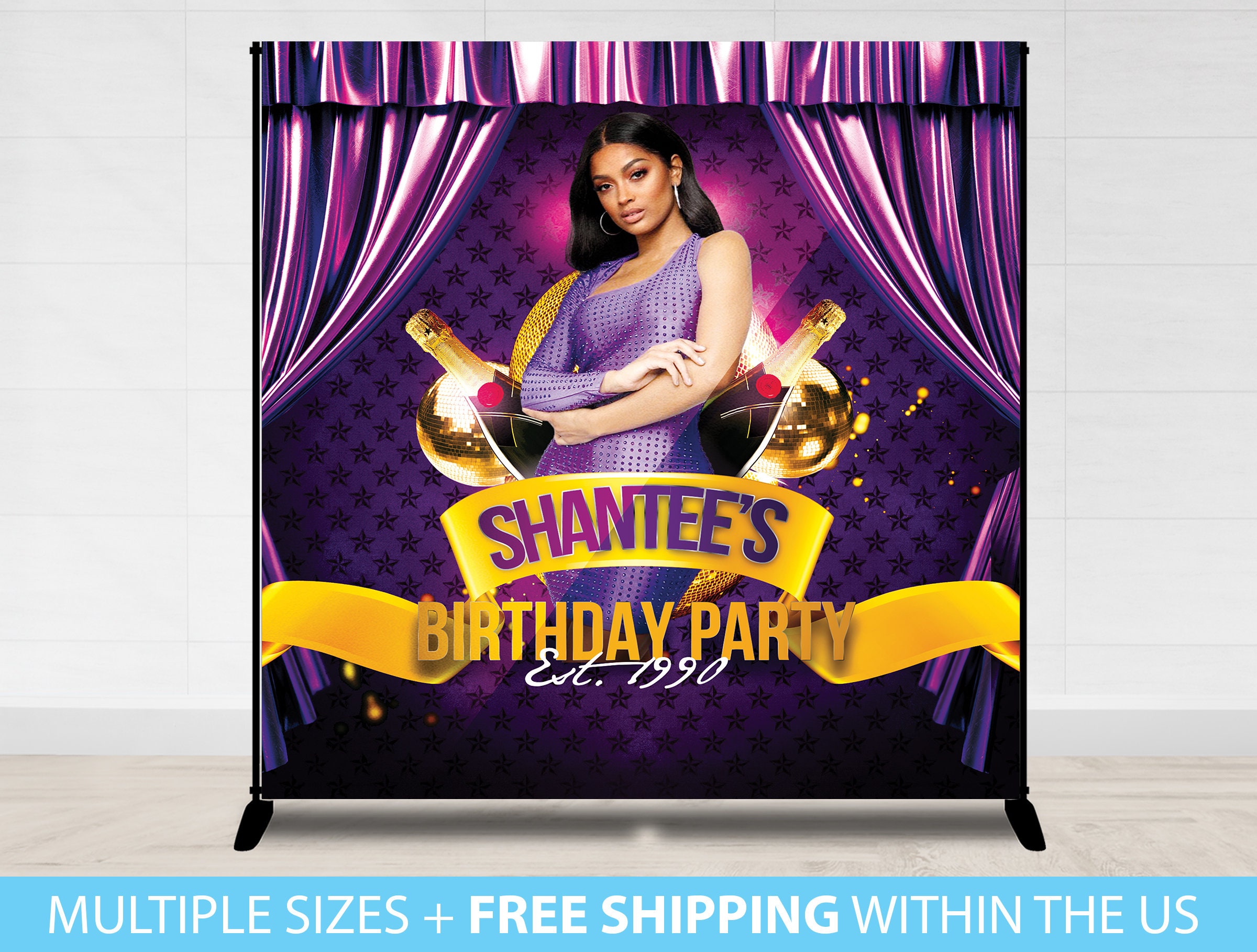 Custom Photo Birthday Backdrop Party Sparkle Birthday Party - Etsy