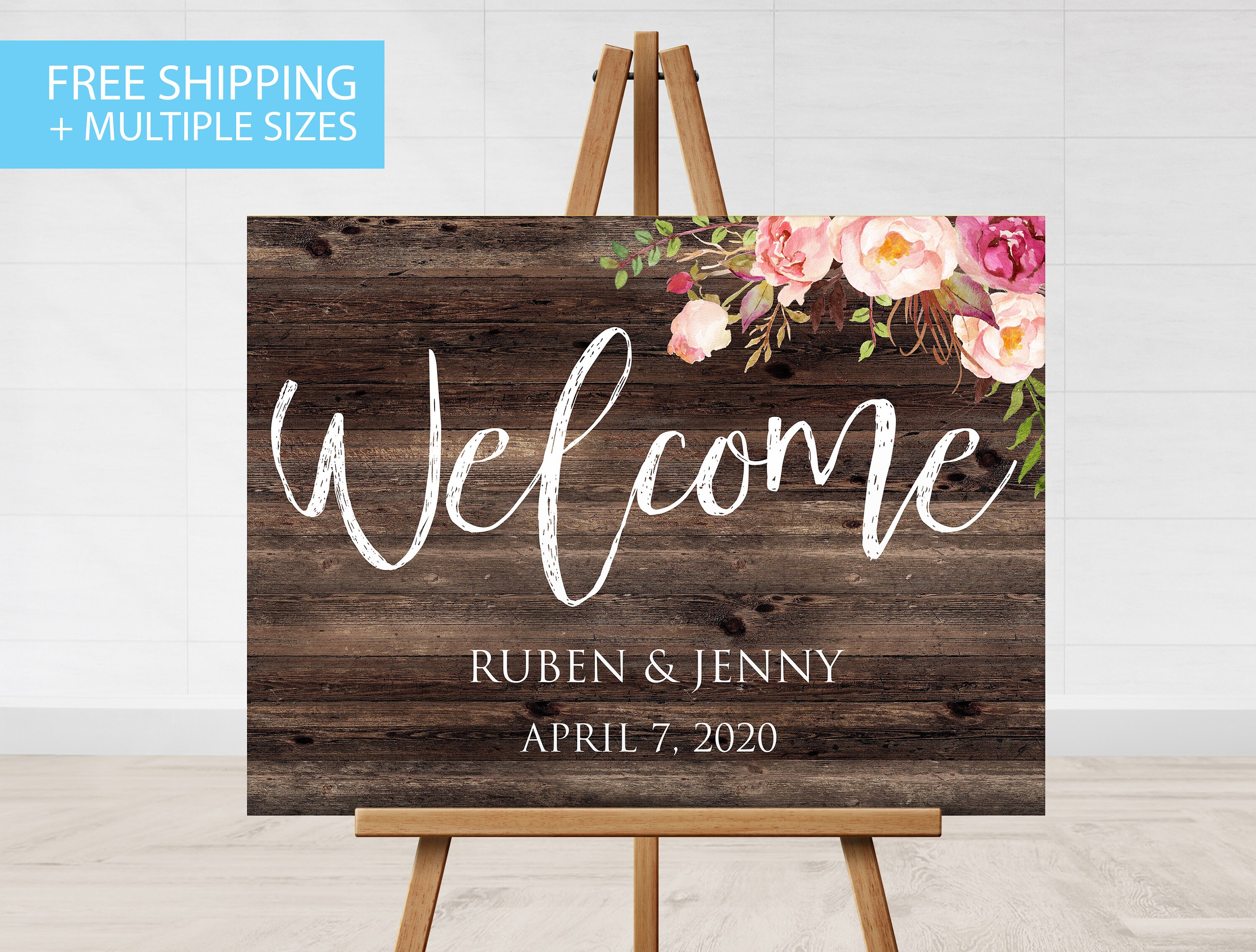 Rustic Wood Wedding Welcome Sign Canvas Printed 24x36 Wood | Etsy