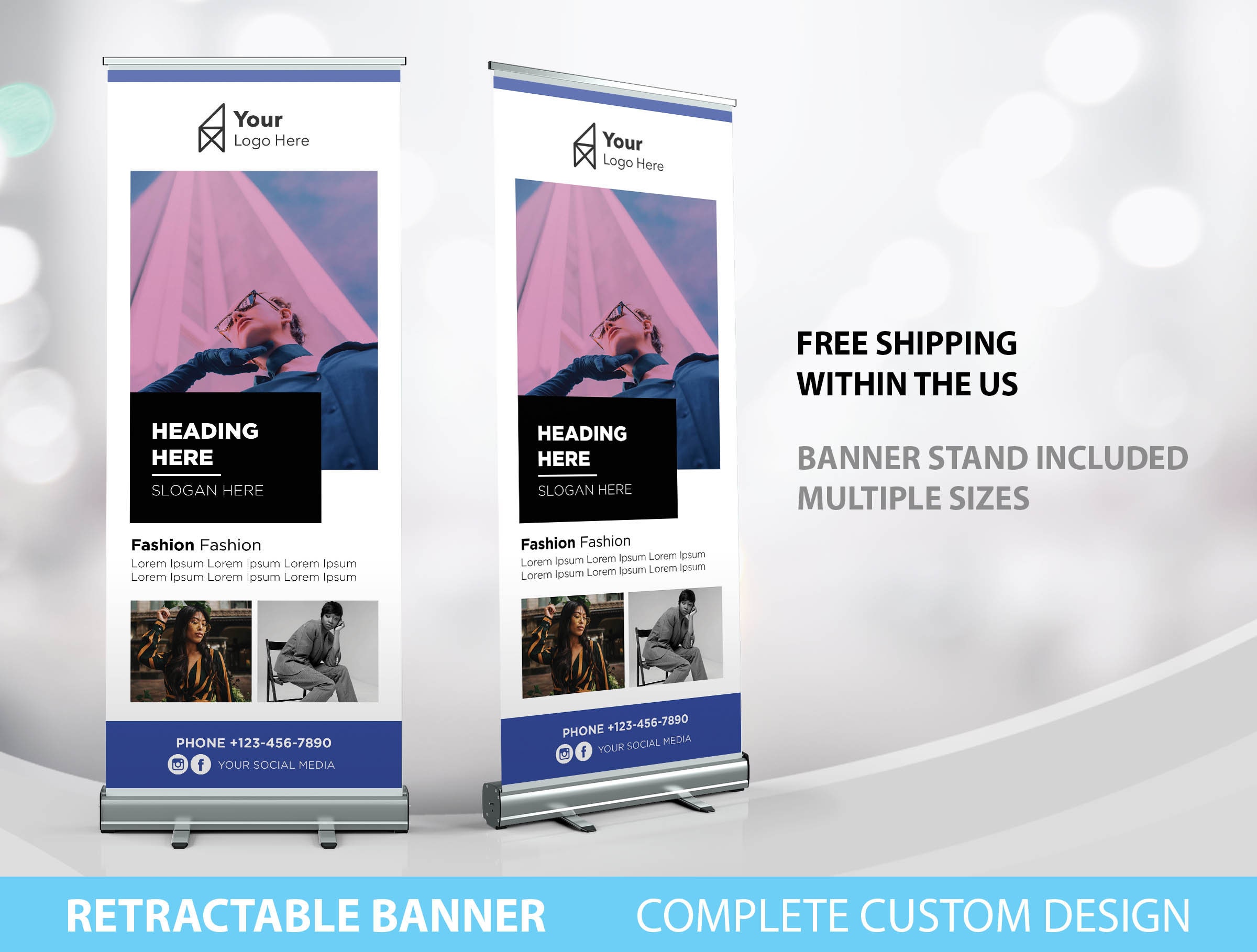 Retractable Banner Custom Roll Up Banner Stand Logo Banner | Etsy