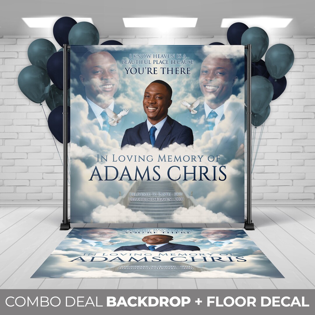Backdrop Floor Decal, Memorial in Loving Memory Banner, Repass Backdrop ...