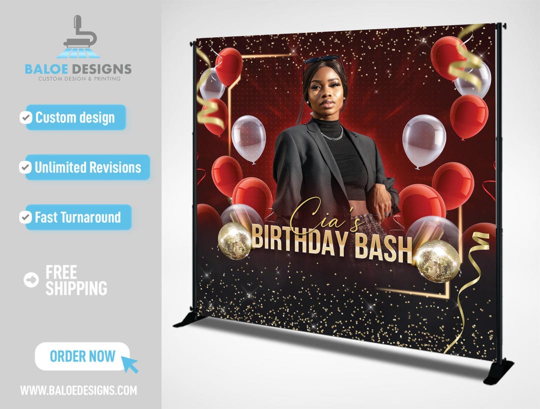Birthday Backdrop Banner, Event Birthday Decor, Birthday Custom ...
