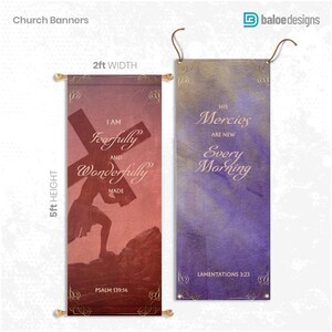 Set of 4 Church Banners, Church Banner Set, Sanctuary Banners, Mission ...