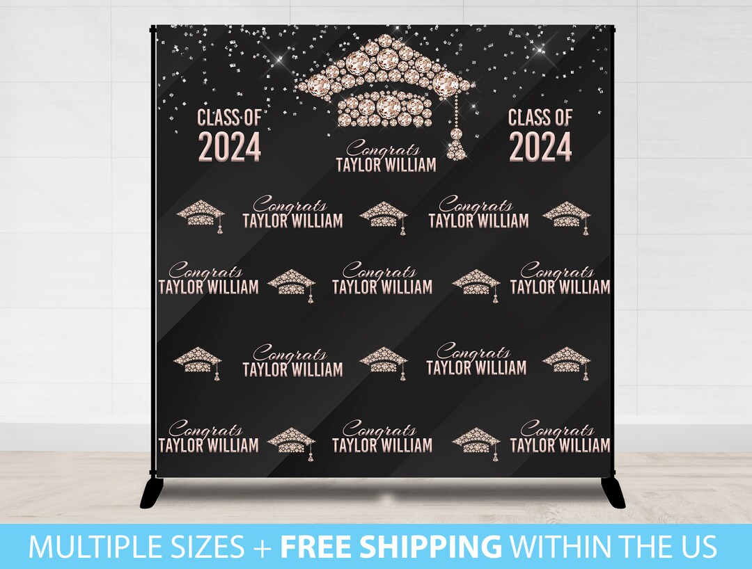 Graduation Backdrop Banner, Graduation Step and Repeat, Congrats Grad ...