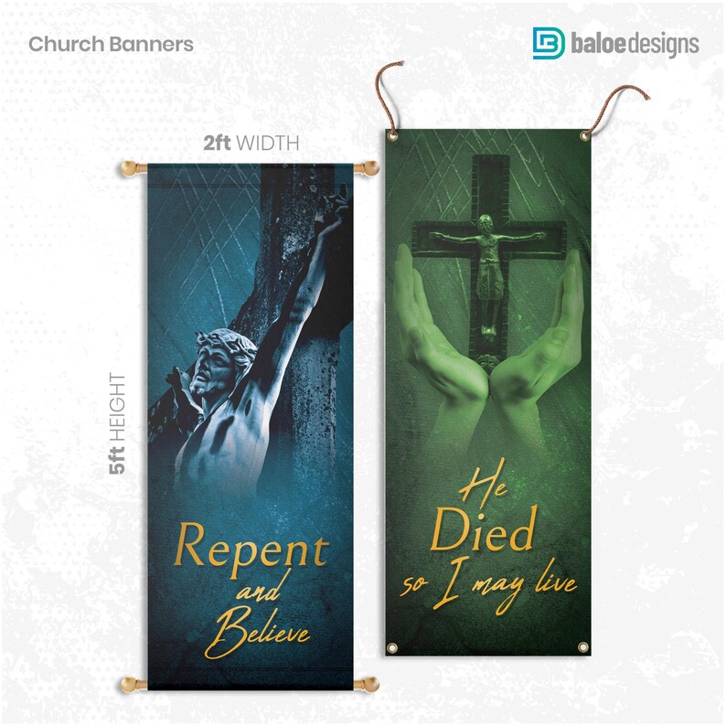 Set of 4 Church Banners, Church Banner Set, Sanctuary Banners, Mission ...
