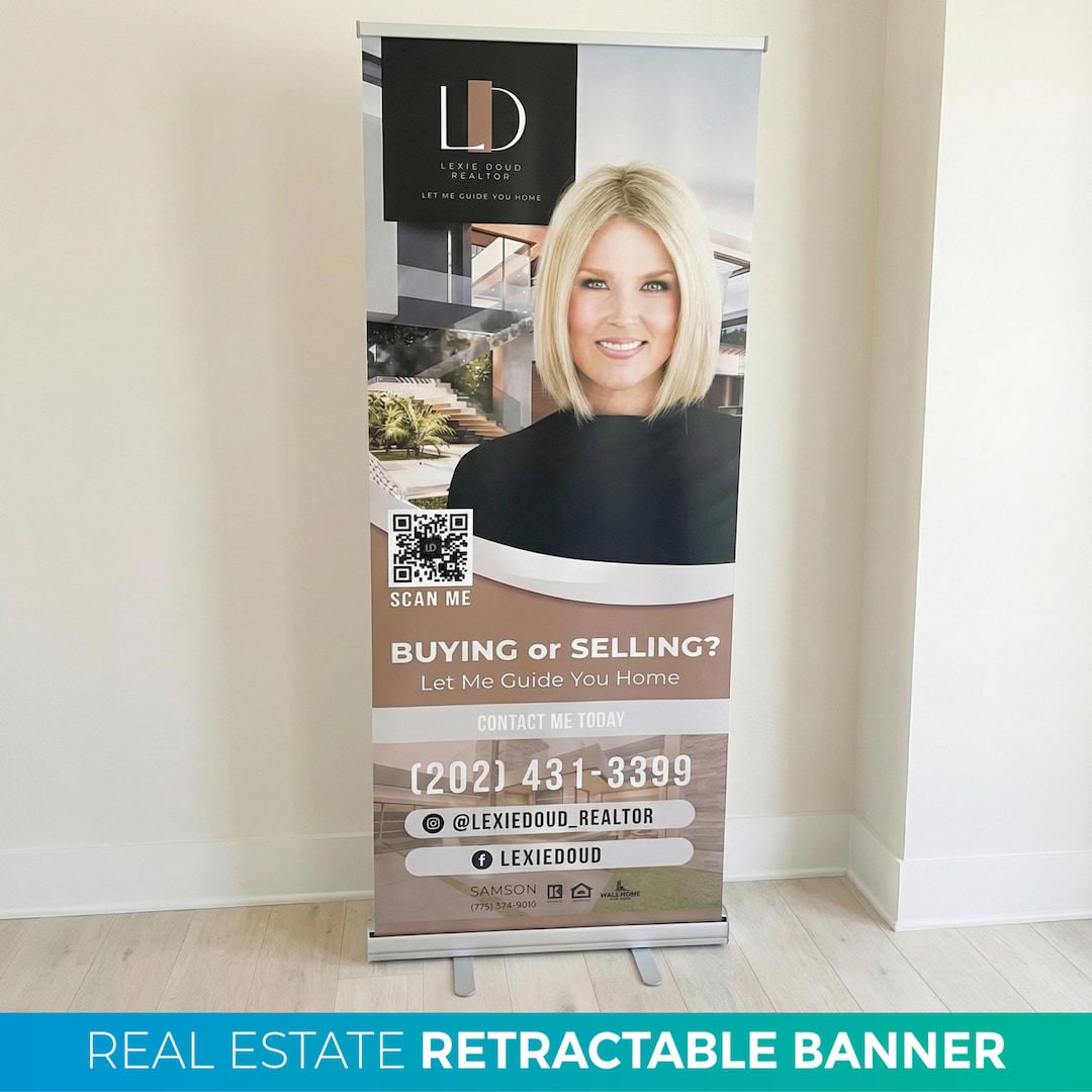 Real Estate Retractable Banner, Custom Realtor Banner, Open House Sign ...