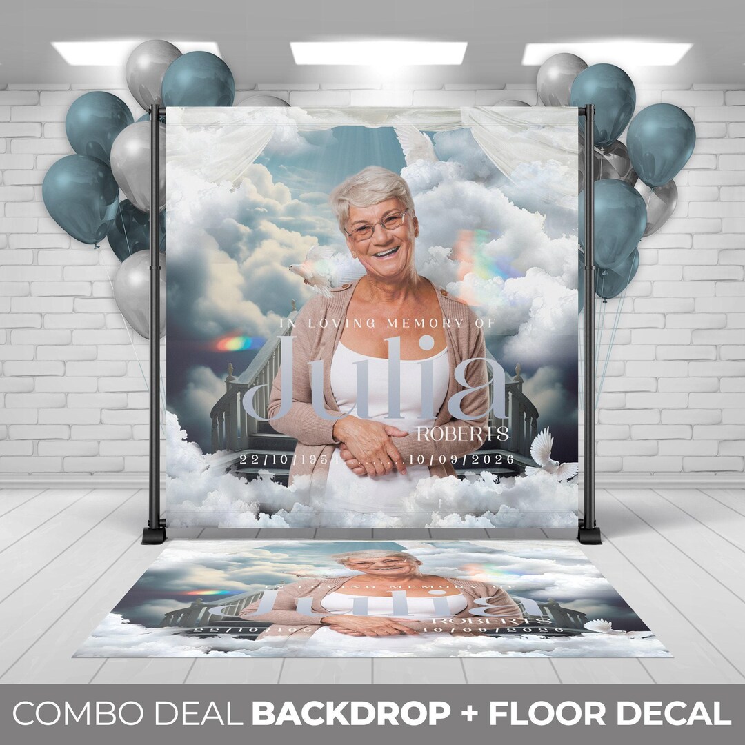 Backdrop + Floor Decal, Memorial in Loving Memory Banner, Repass ...
