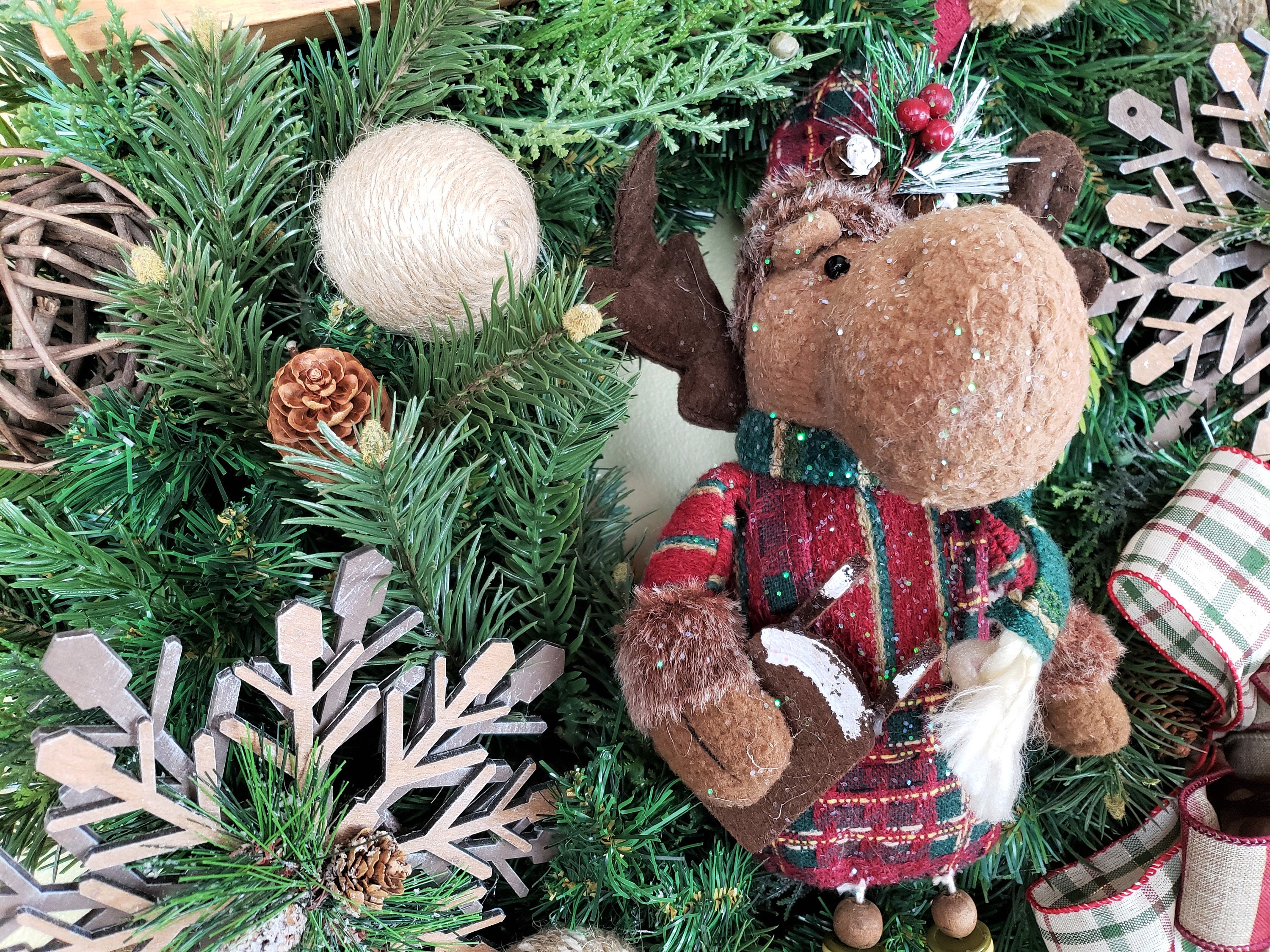 Christmas Moose Wreath Woodland Moose Wreath Winter Rustic - Etsy