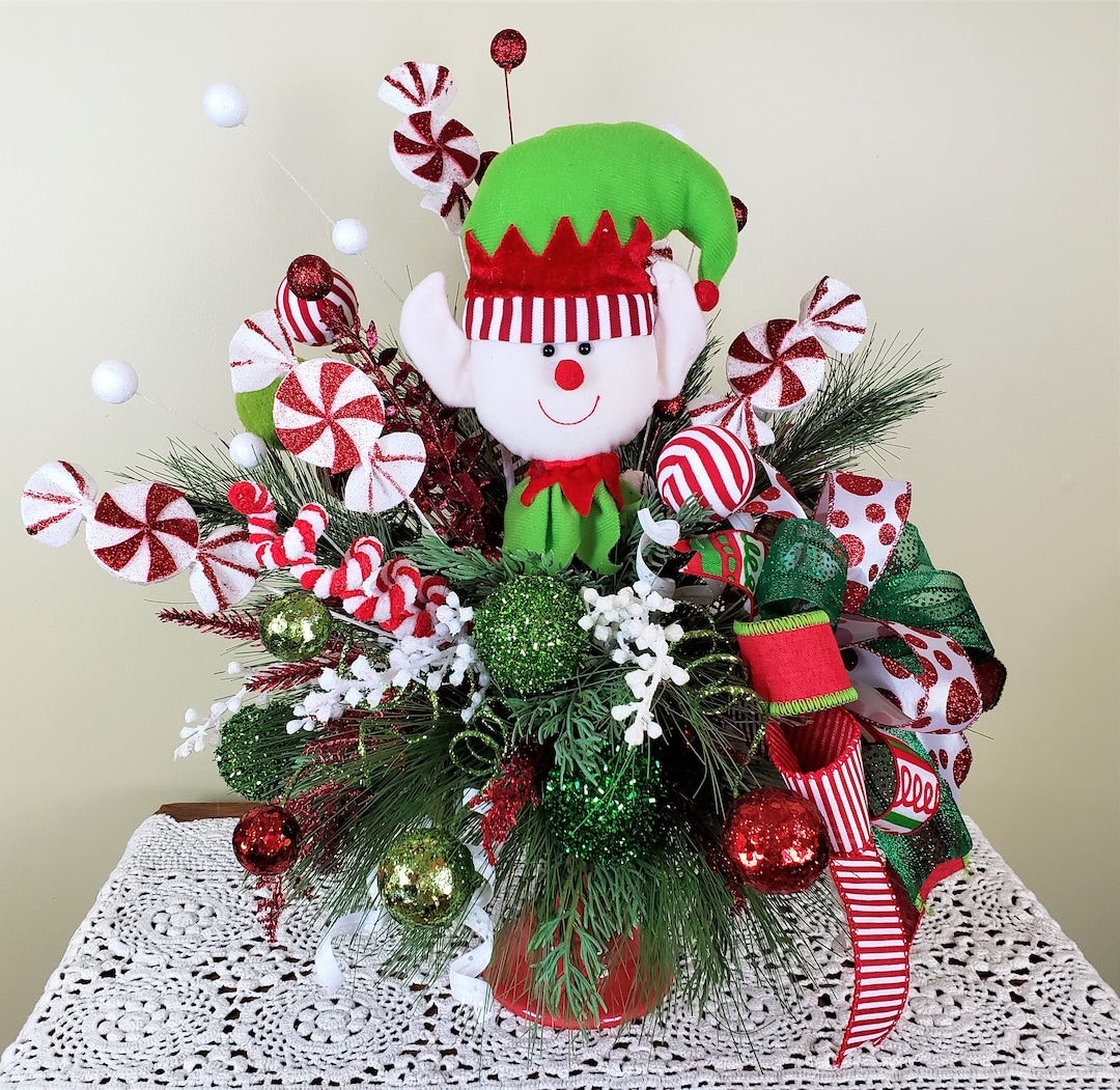 Elf Christmas Arrangement, Elf Decoration, Christmas Arrangement, Table ...