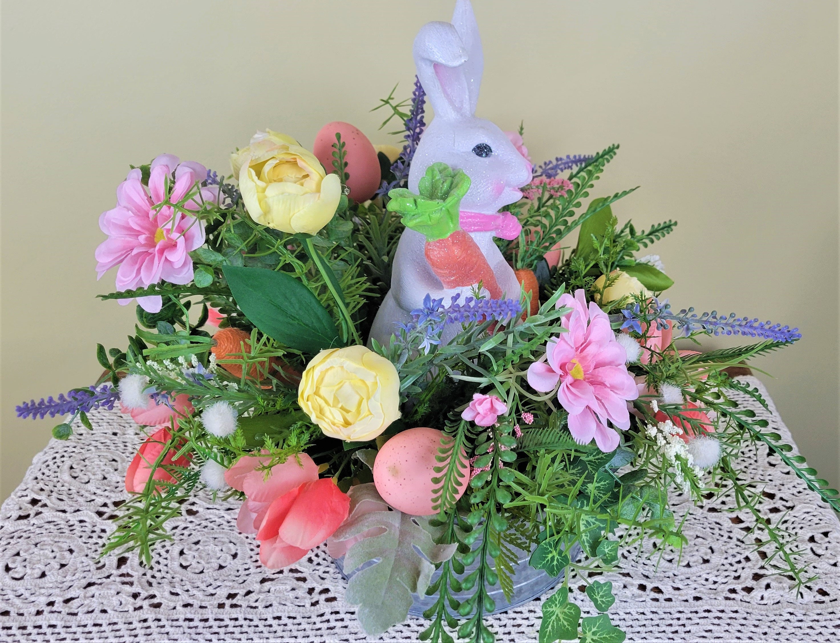 Bunny Arrangement Easter Table Decor Spring Centerpiece - Etsy