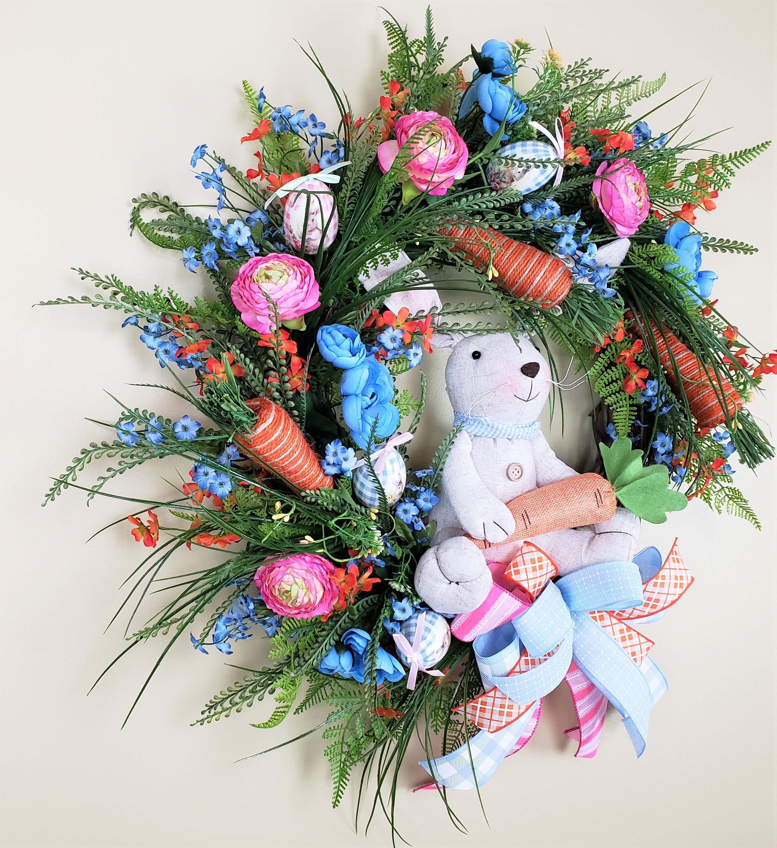 Easter Bunny Grapevine Floral Wreath Spring Grapevine Wreath - Etsy