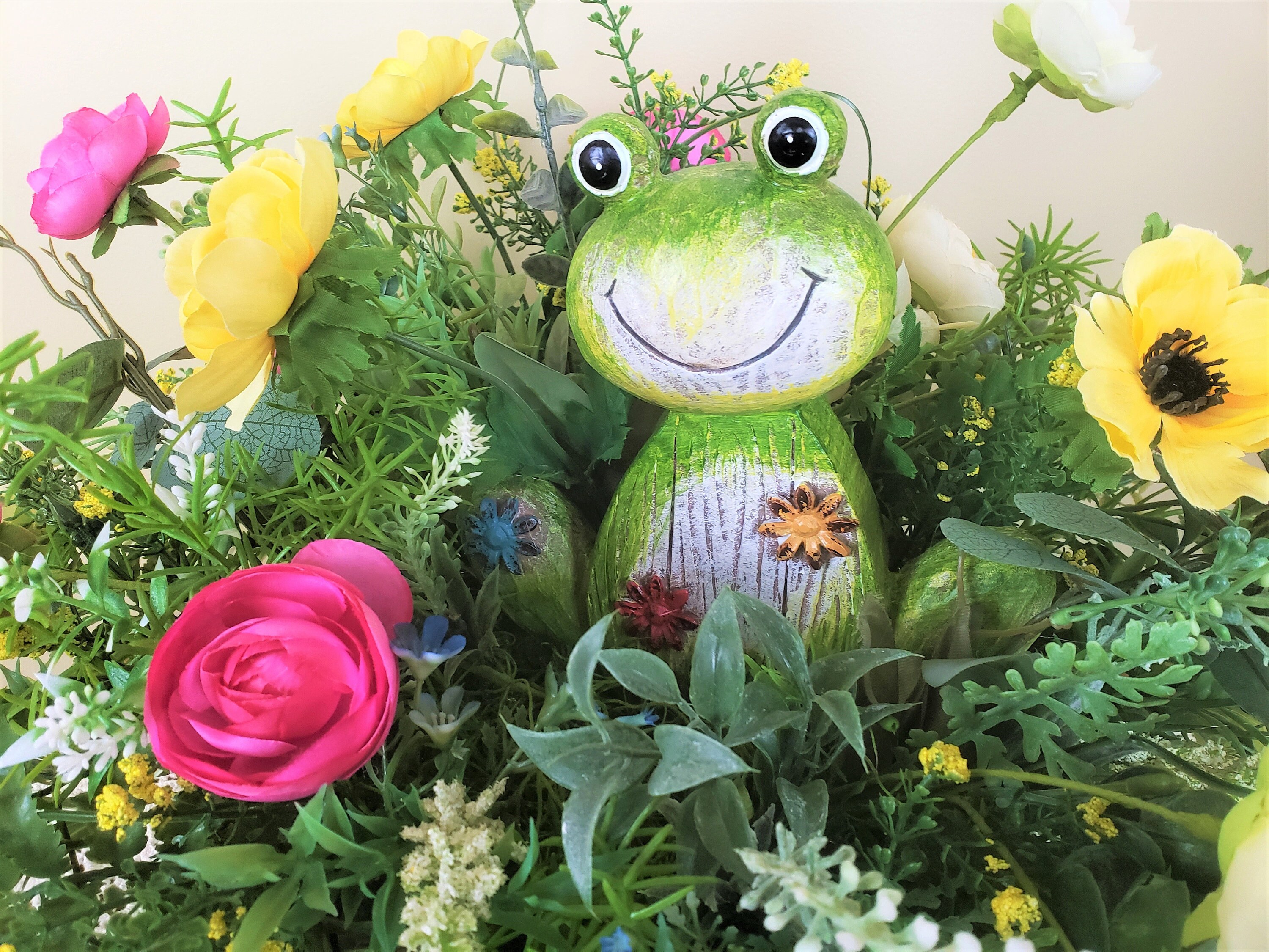 Spring and Summer Flower Arrangement Frog Centerpiece Frog - Etsy