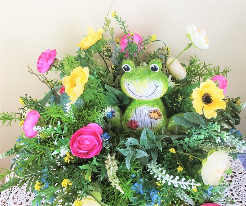 Spring and Summer Flower Arrangement Frog Centerpiece Frog | Etsy