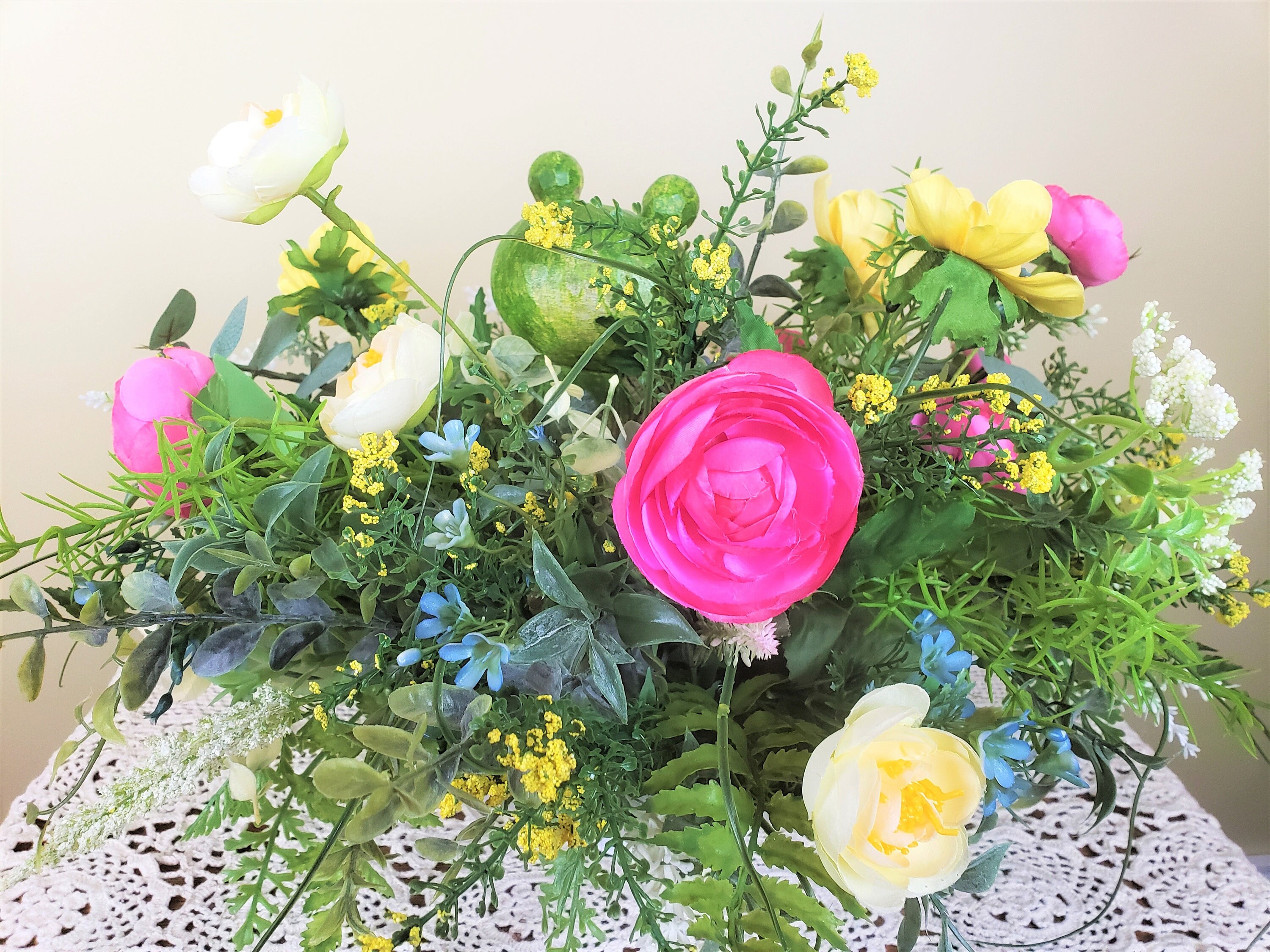 Spring and Summer Flower Arrangement Frog Centerpiece Frog - Etsy