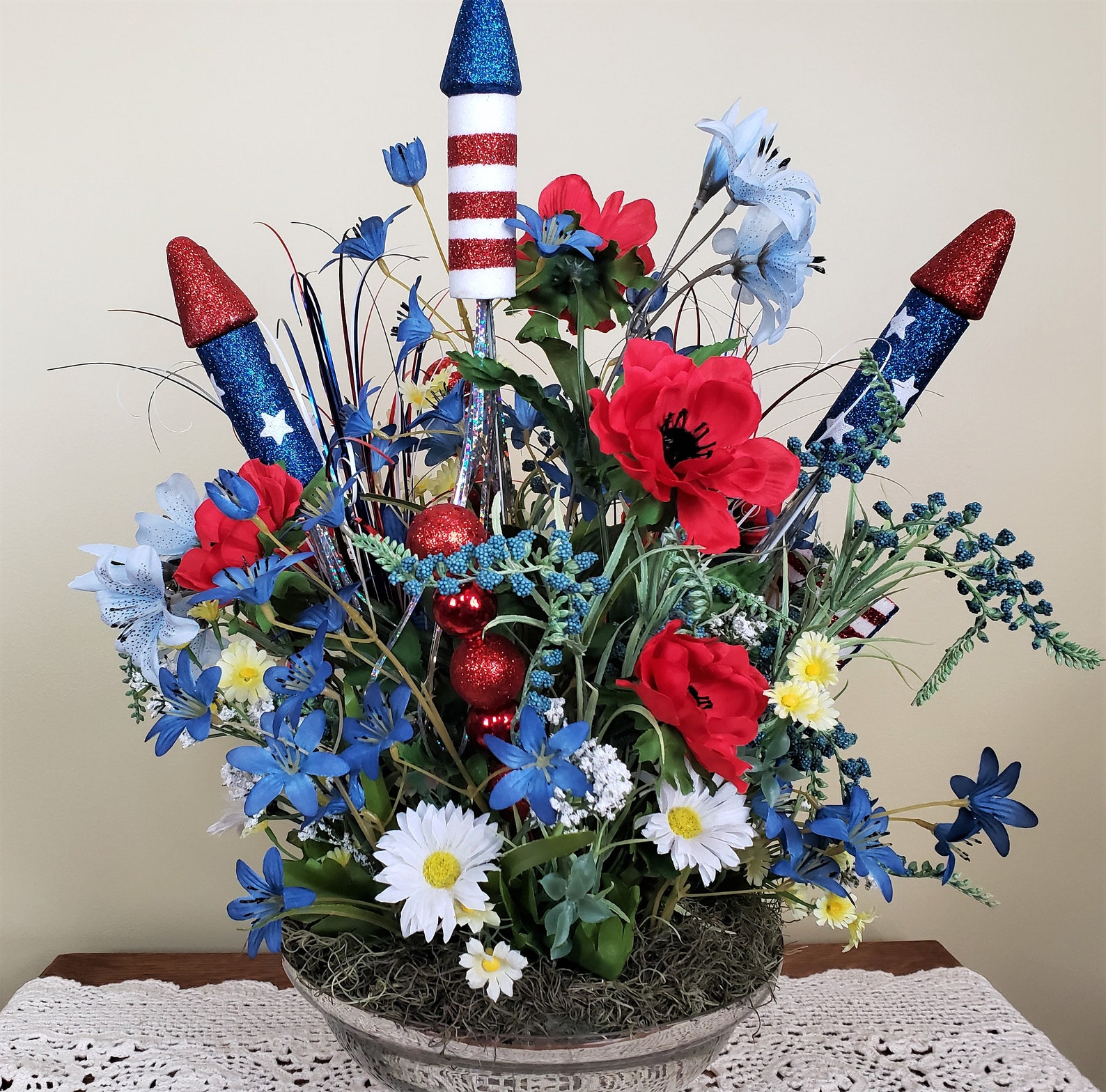 Patriotic Arrangement Patriotic Centerpiece Patriotic Floral | Etsy