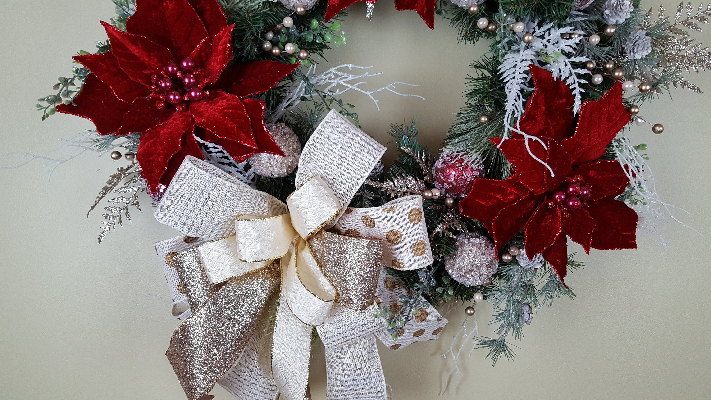 Red Poinsettia Wreath Poinsettia Wreath Christmas Poinsettia - Etsy