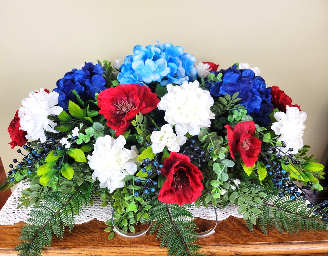 Patriotic Cemetery Saddle, Patriotic Tombstone Topper, Patriotic ...