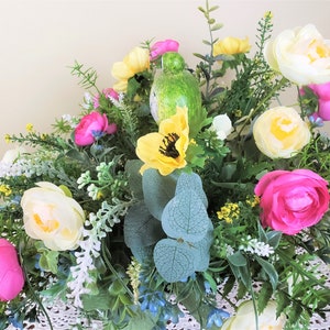 Spring and Summer Flower Arrangement, Frog Centerpiece, Frog Decor ...