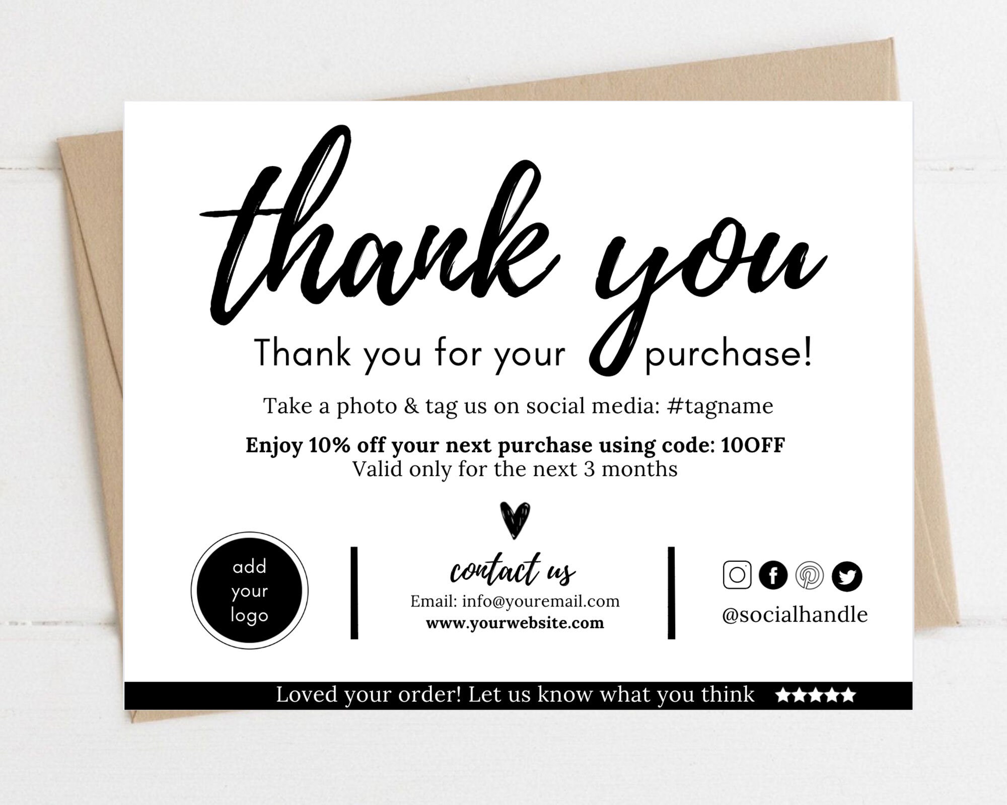 Thank You Card Template Thank You Cards Etsy Printable Thank - Etsy Canada