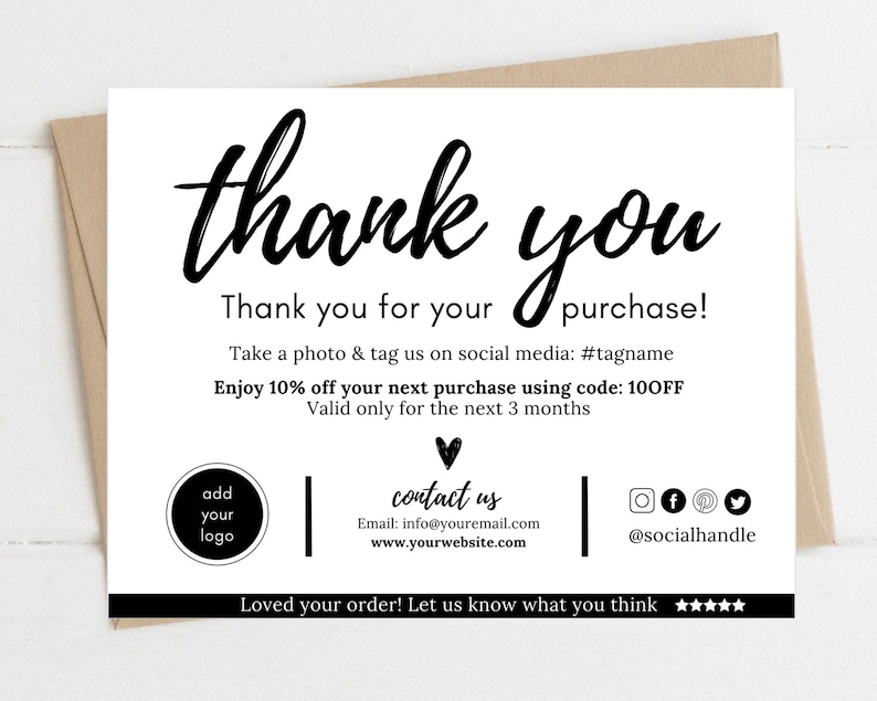Thank You Card Template Thank You Cards Etsy Printable Thank - Etsy