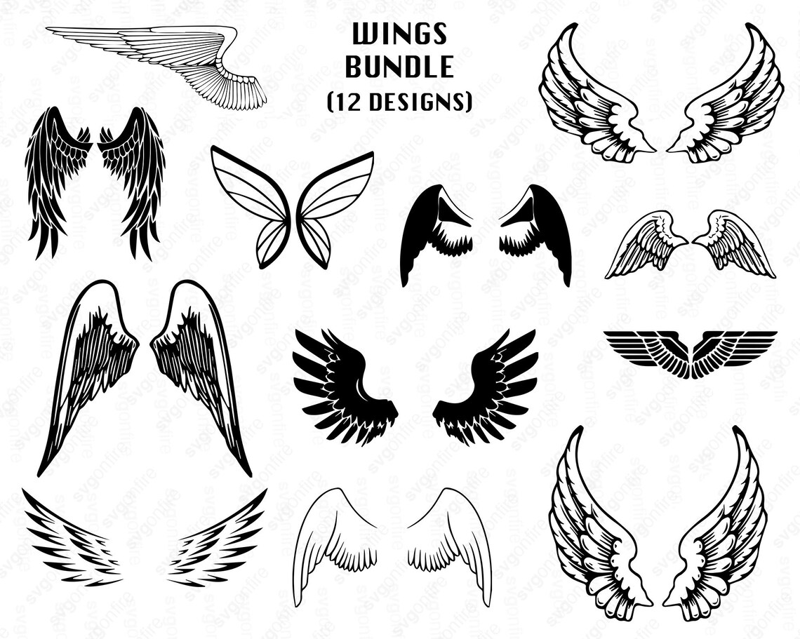 Wings Bundle SVG Feather Wings SVG File for Cricut Dxf Eps | Etsy