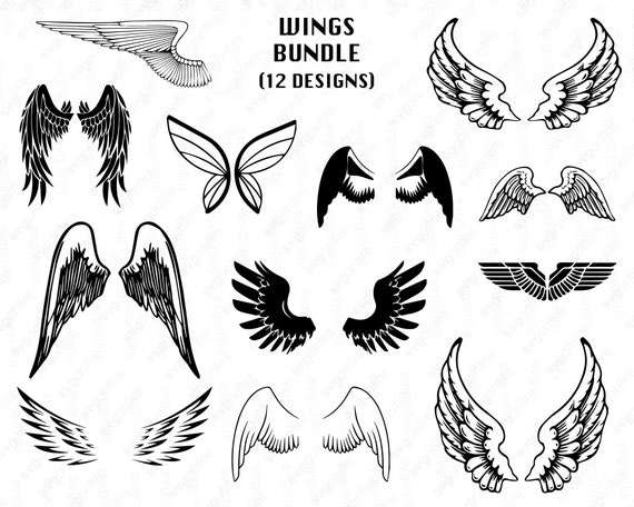 Wings Bundle SVG Feather Wings SVG File for Cricut Dxf Eps | Etsy