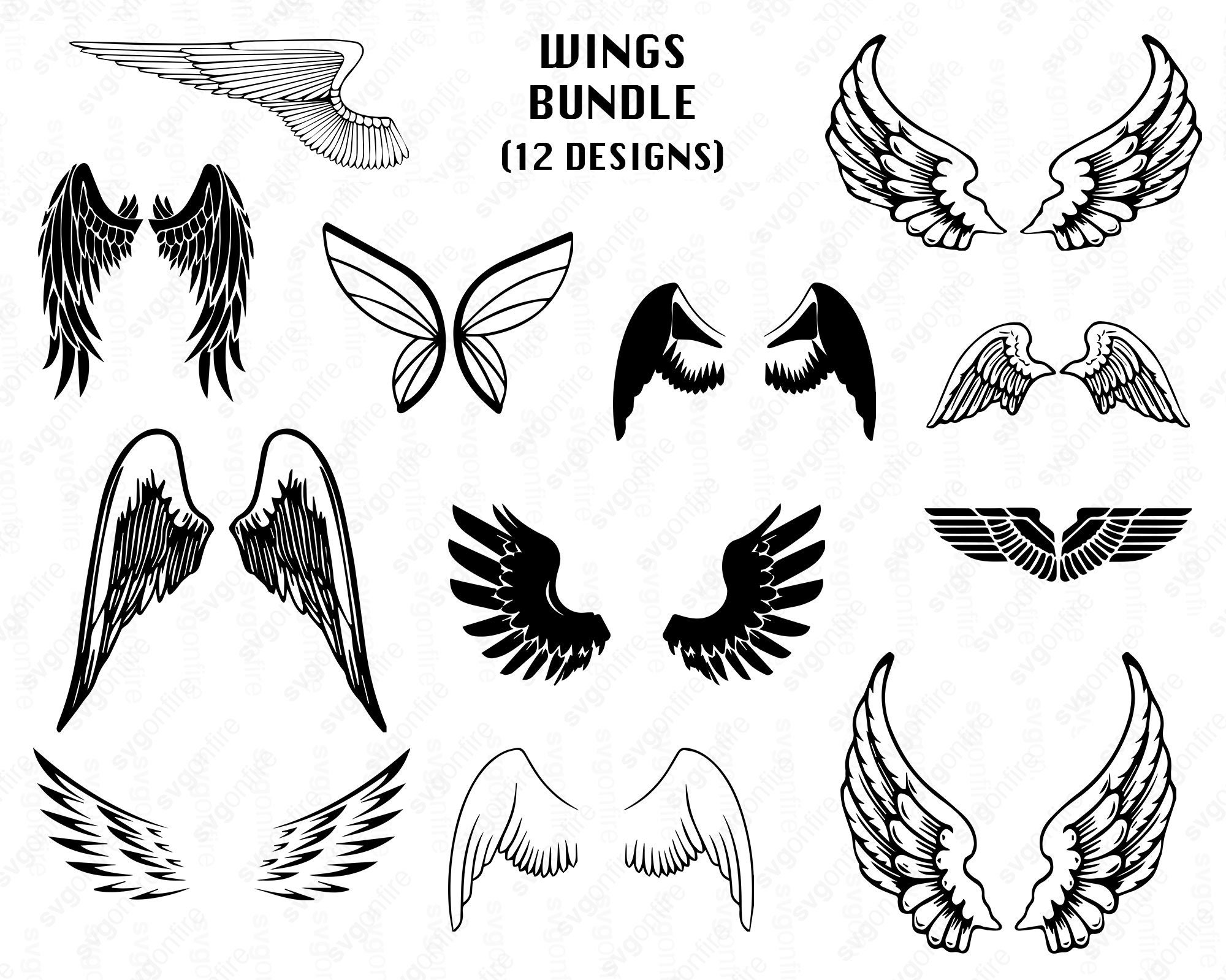 Wings Bundle SVG Feather Wings SVG File for Cricut Dxf Eps | Etsy