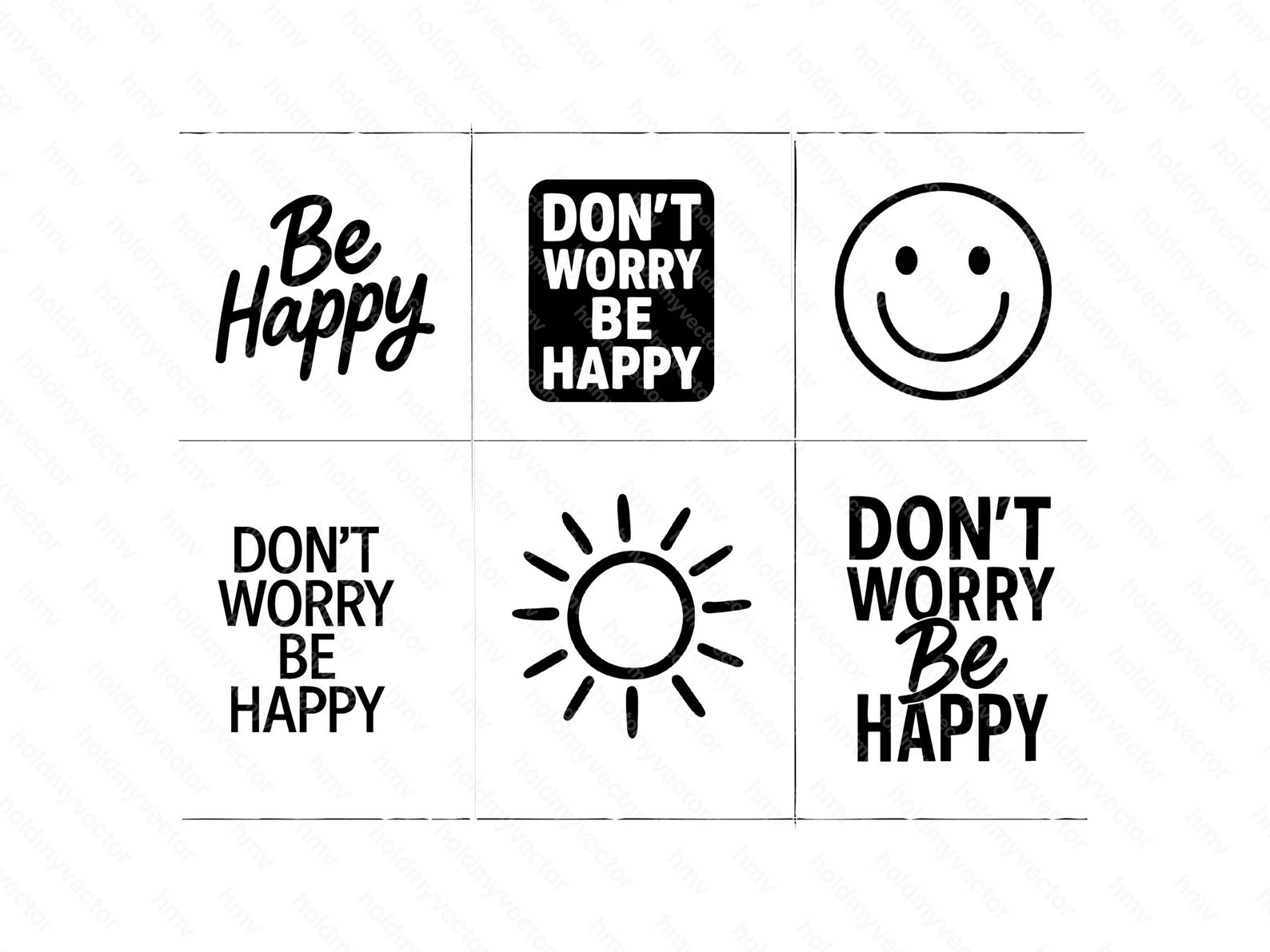 Dont Worry Be Happy SVG, Happy Smiley Face SVG Editorial Typography ...