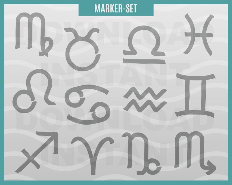 Horoscope Clipart Zodiac SVG Bundle Astrology Signs | Etsy
