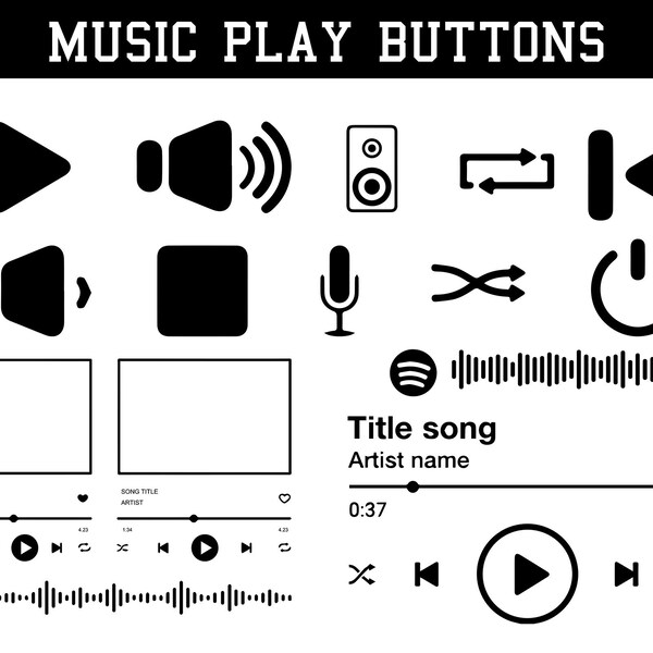 Spotify Buttons Svg - Etsy