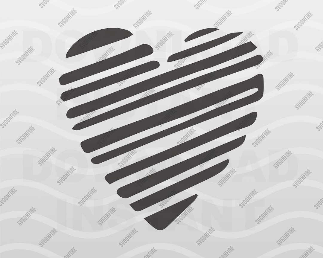 Striped Heart SVG | Valentine Clipart | Valentines Heart Stripes Cricut ...