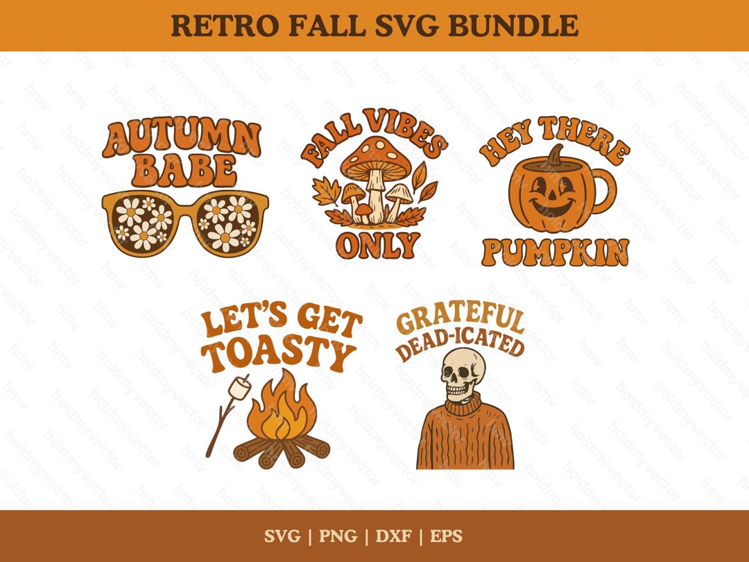Retro Fall SVG Bundle | 70s Autumn SVG for Cricut | Groovy Fall Quotes ...