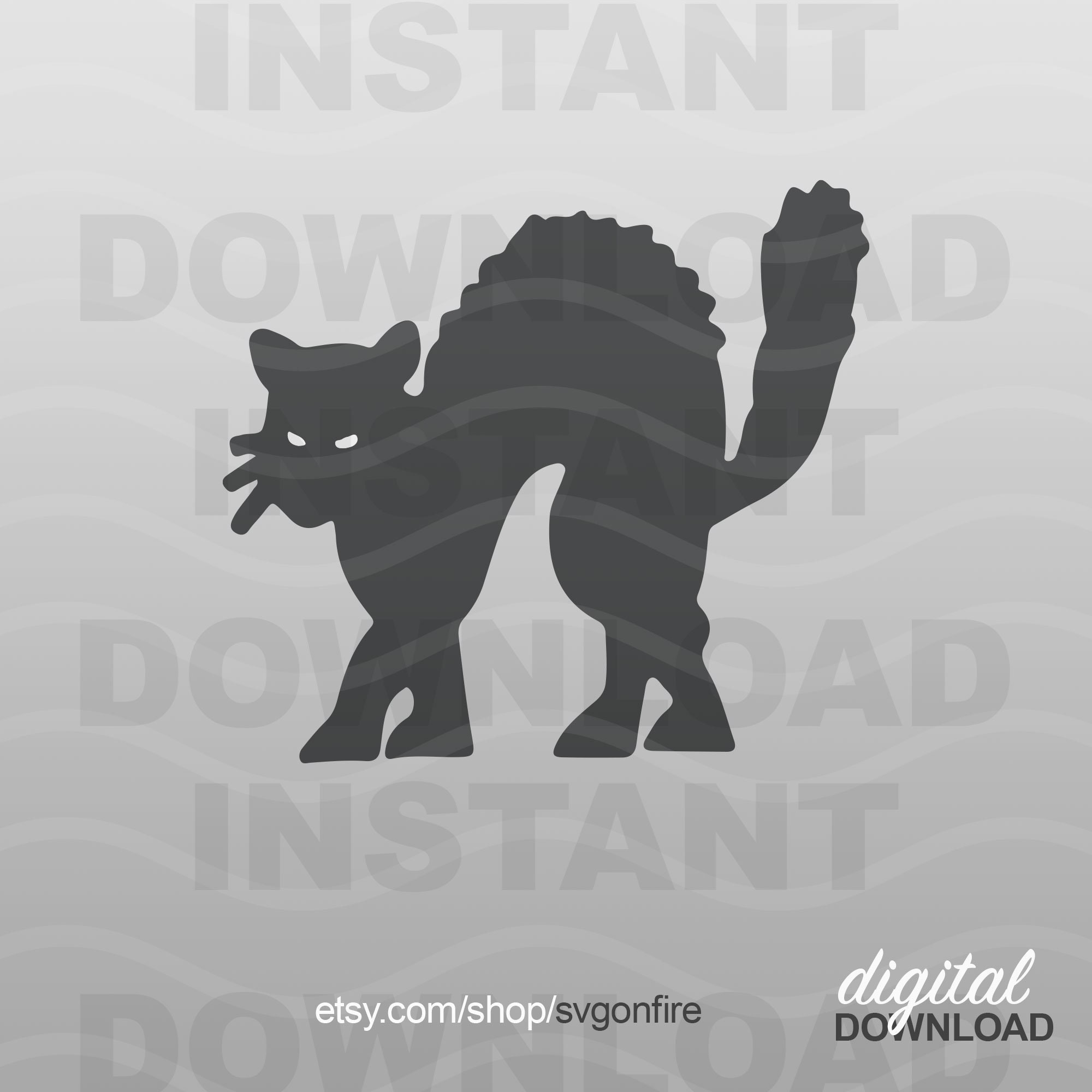 Vintage Halloween Cat SVG Spooky Cat SVG File Instant - Etsy