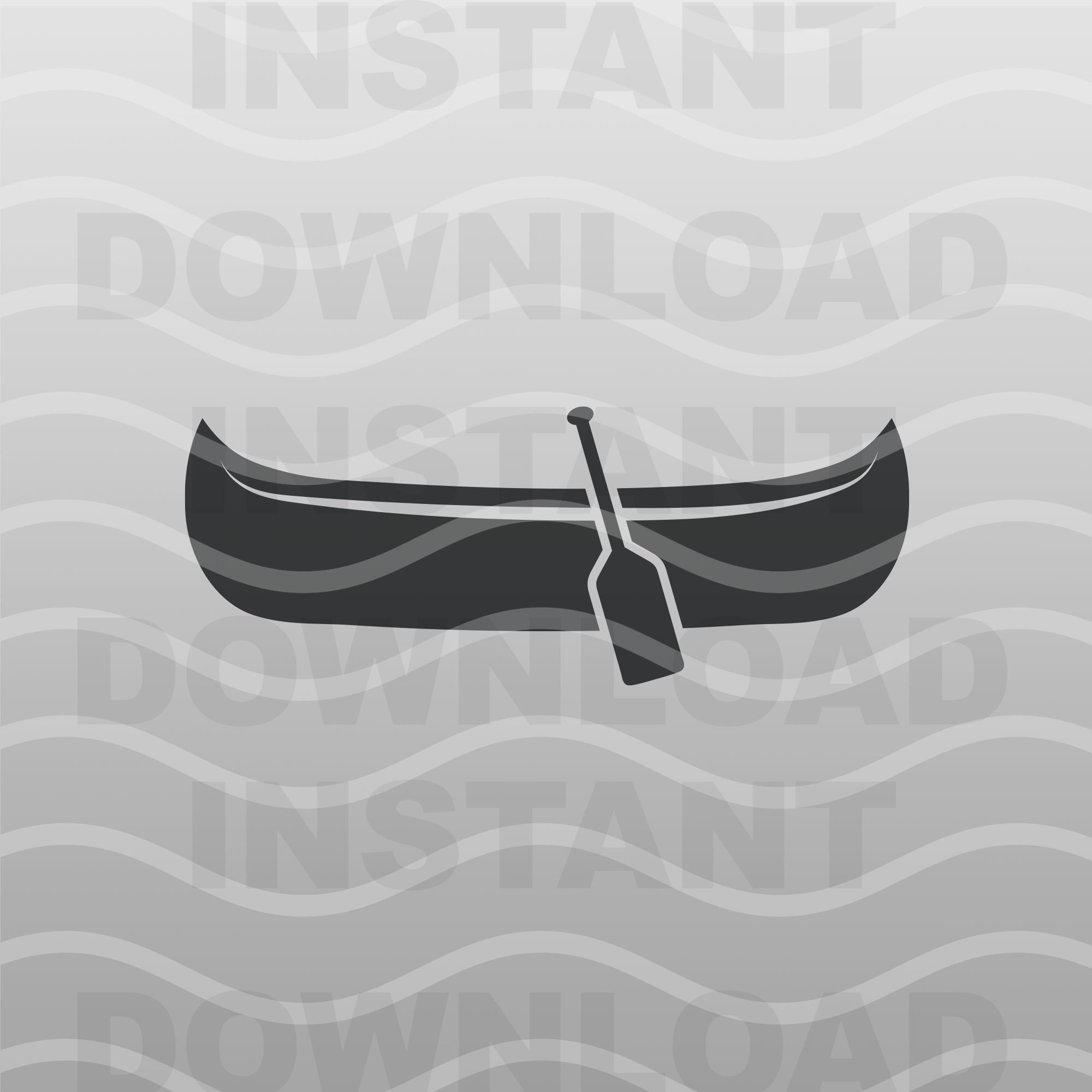 Canoe With Paddle SVG File - Forest Boat Silhouette Clip Art - Camping ...