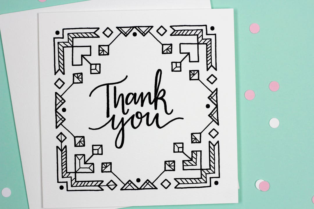 Geometric Thank You Card Geometric Pattern Greeting Cards Calligraphy ...