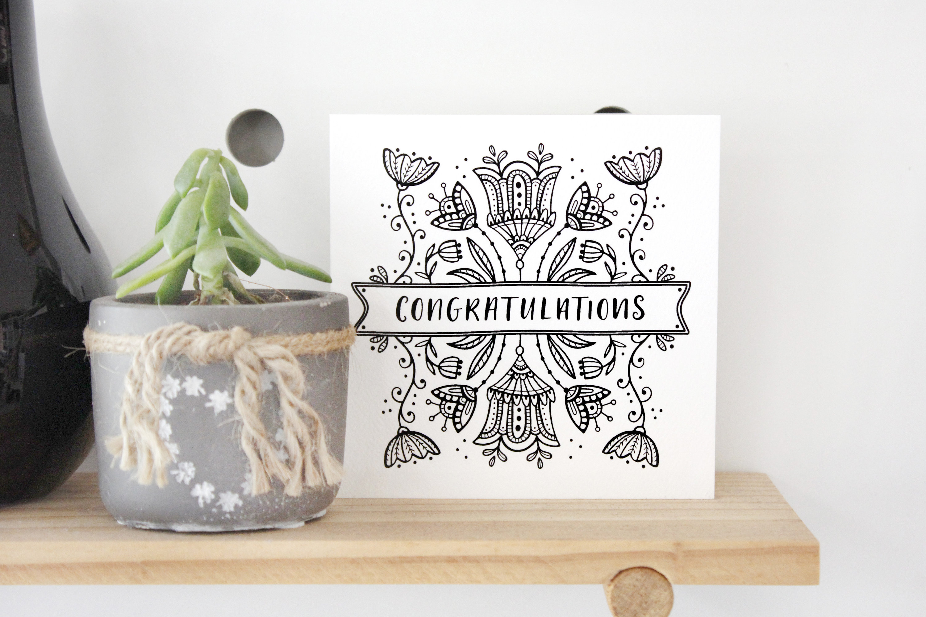 Tarjeta de Felicitaciones Felicitaciones Card Letras de la mano Hand ...
