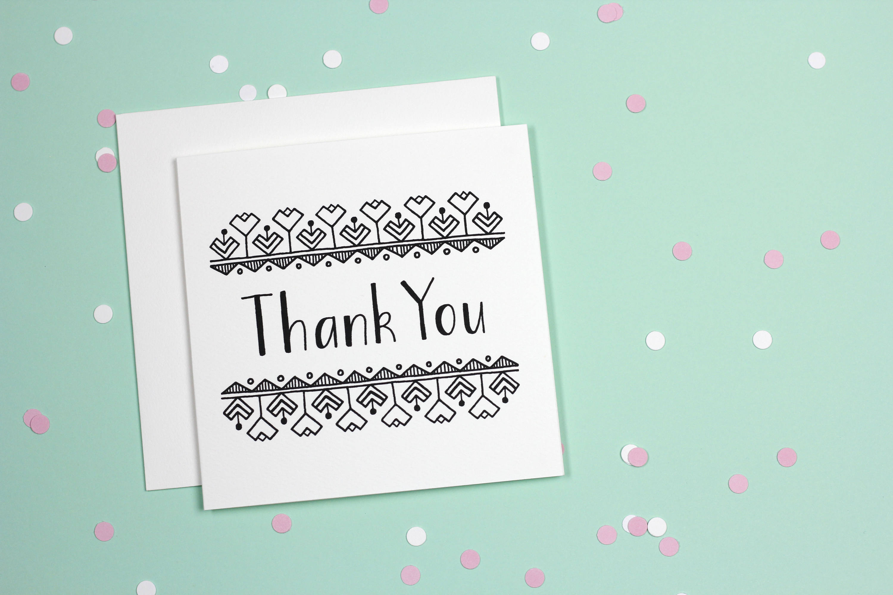Hand Lettering Thank You Card | Geometric Pattern Thank You Greeting ...