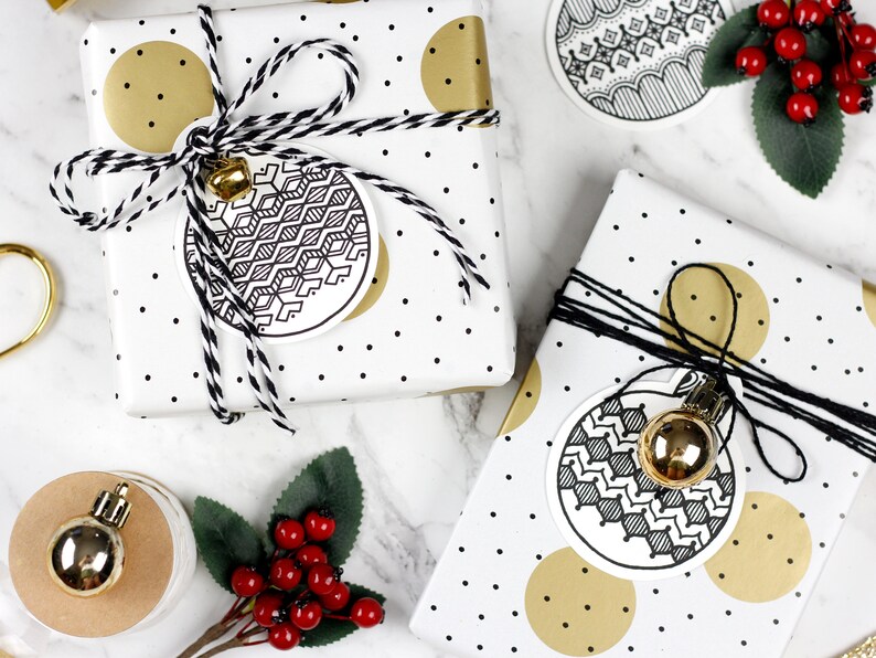 PRINTABLE Christmas Bauble Tags | Set of 8 Christmas Ornament Gift Tags ...