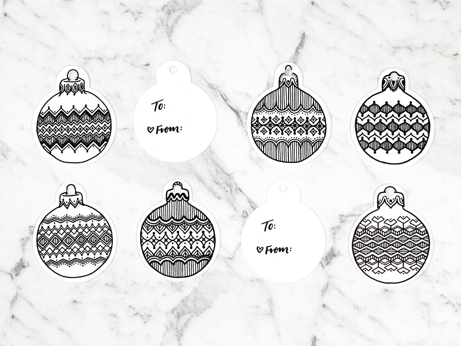 PRINTABLE Christmas Bauble Tags | Set of 8 Christmas Ornament Gift Tags ...