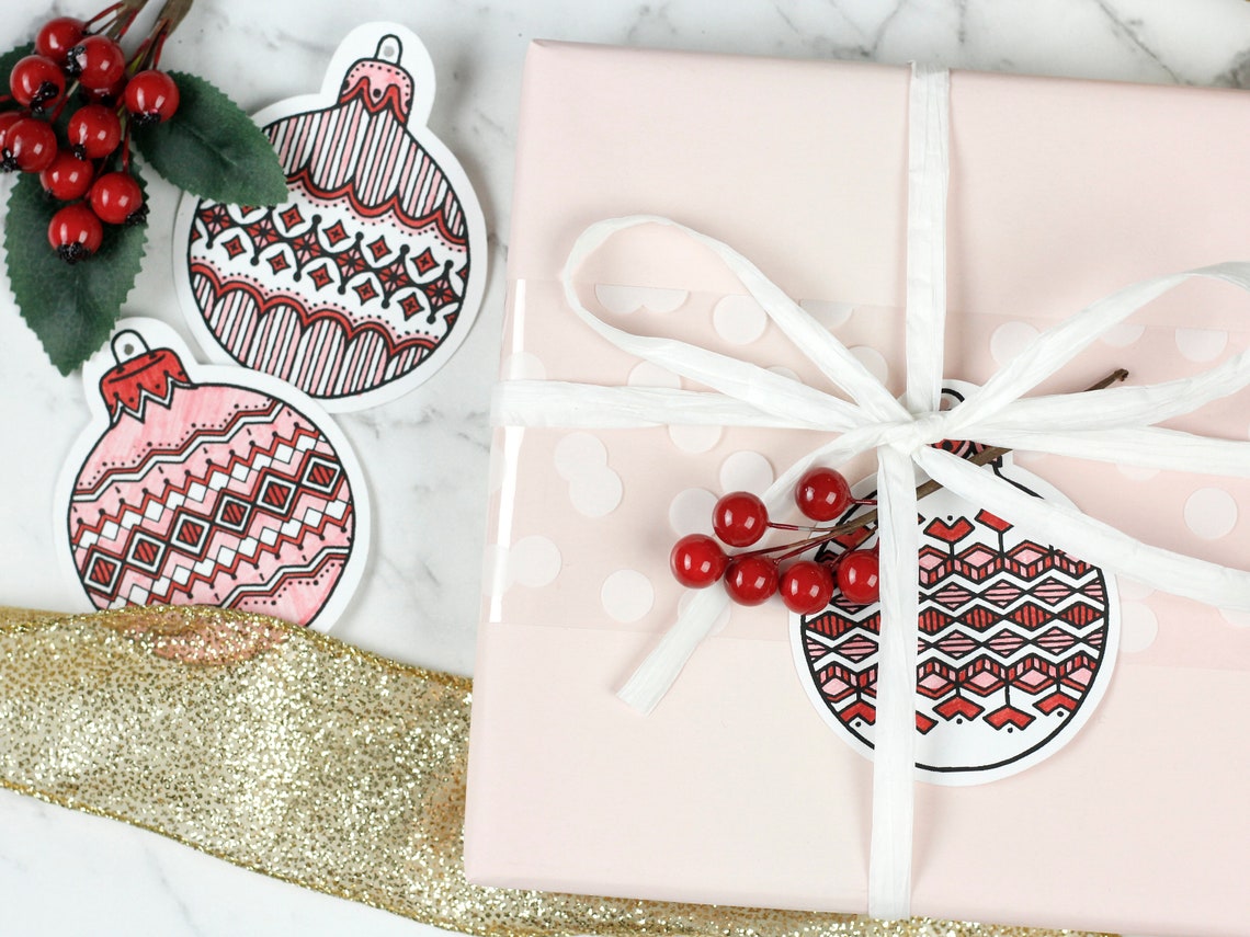 PRINTABLE Christmas Bauble Tags | Set of 8 Christmas Ornament Gift Tags ...