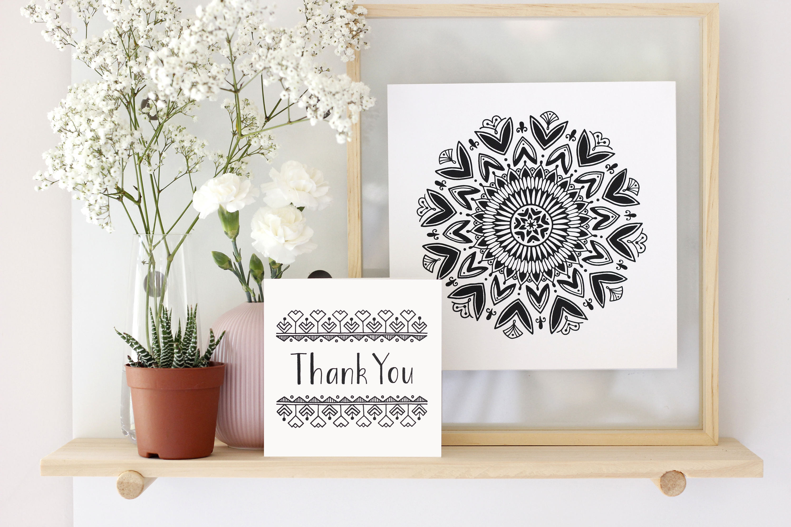 Hand Lettering Thank You Card | Geometric Pattern Thank You Greeting ...